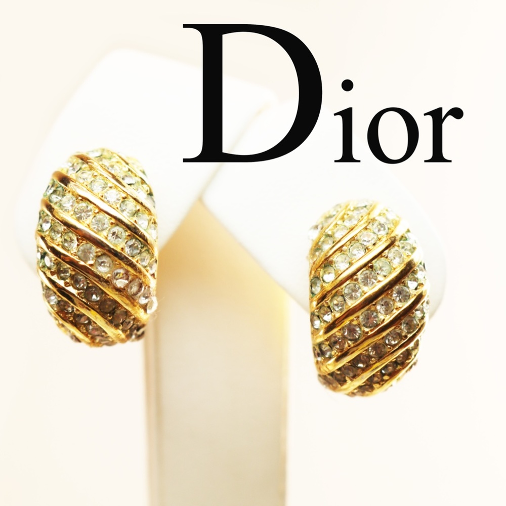 Vintage Christian Dior Crystal Clipon Earrings - Gem